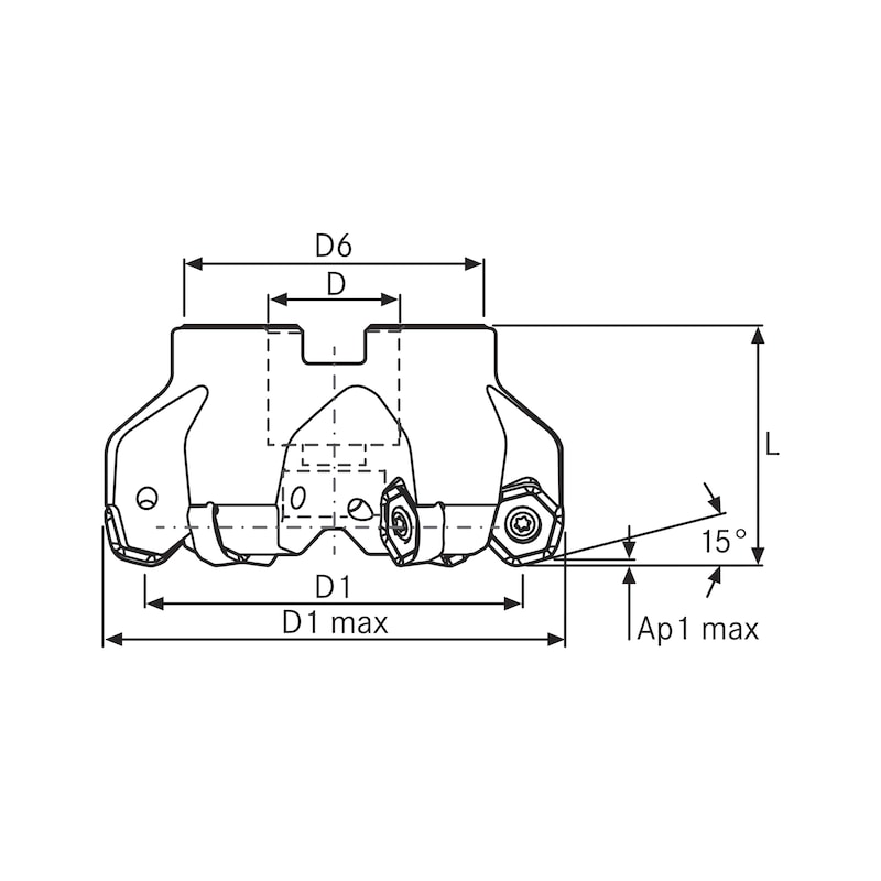 WIDIA M1200 Mini face milling cutter HF 15°