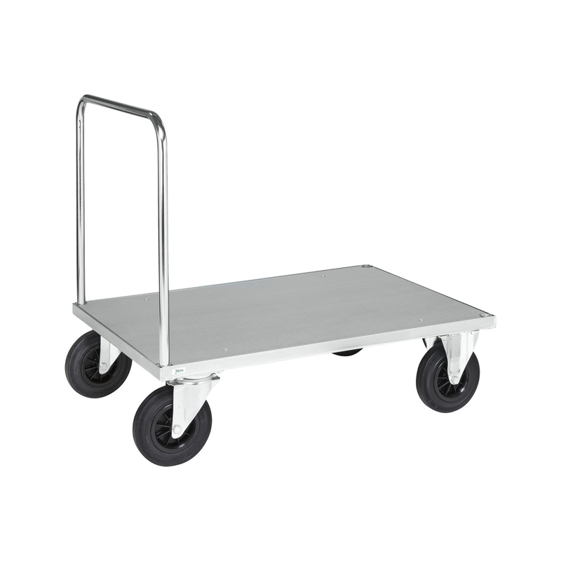 KONGAMEK Platform trolley series 600 push handle, zinc plated | HAHN+KOLB