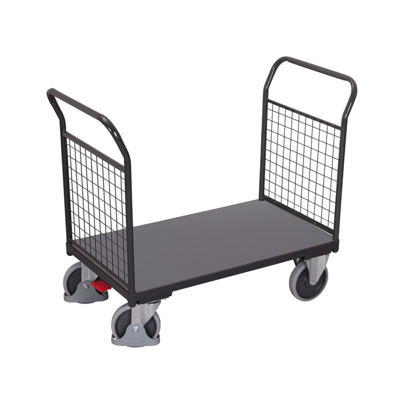 VARIOFIT Platform trolley with 2 wire grid front walls