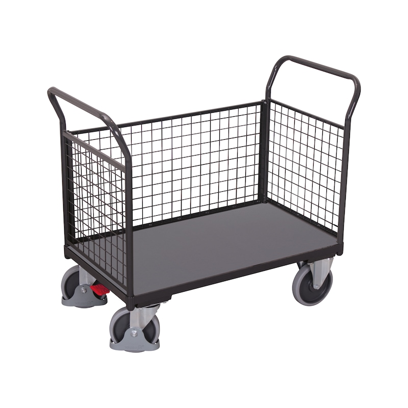 VARIOFIT 3-sided platform trolley with wire grid